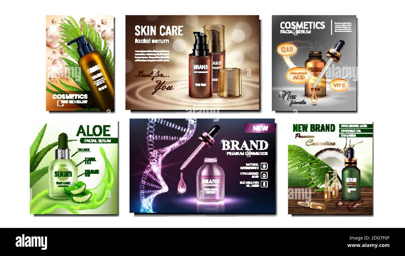 Cosmetics Creative Promotional Posters Set Vector Stock Vector Image ...