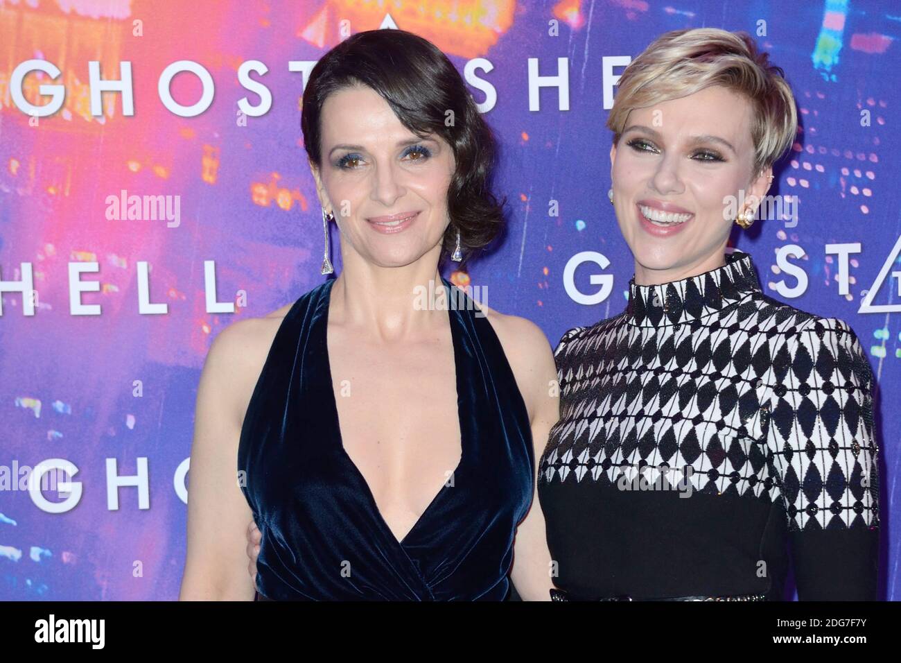 Juliette Binoche and Scarlett Johansson attending the Ghost in the ...