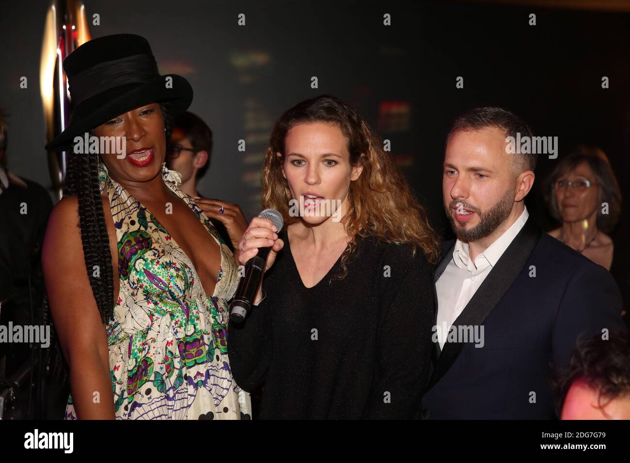Nadege Beausson-Diagne, Loris Pester et Thierry Martino lors de la soiree de lancement du Parfum ...