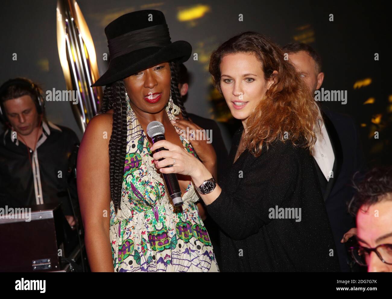 Nadege Beausson-Diagne et Loris Pester lors de la soiree de lancement ...