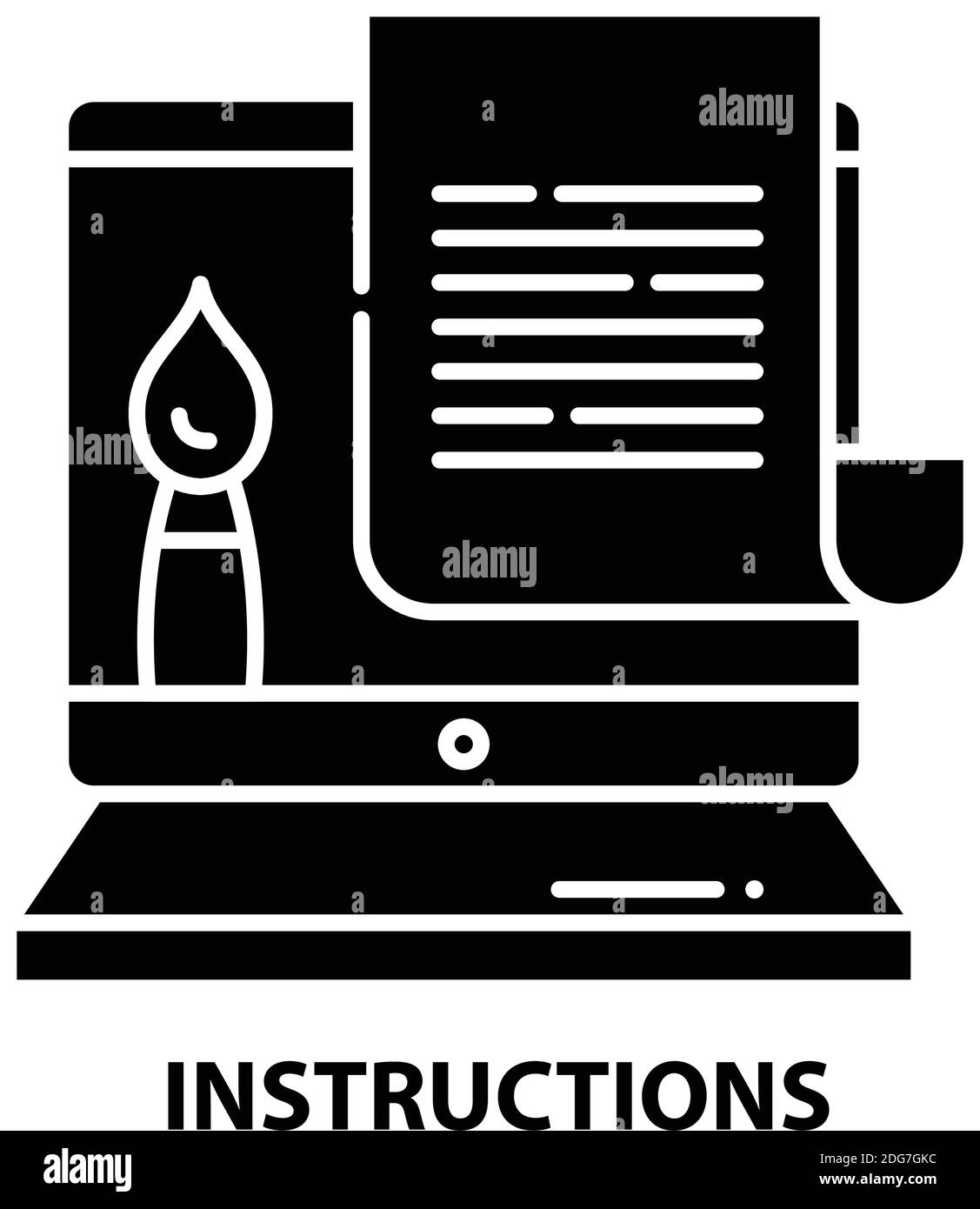 instructions icon, black vector sign with editable strokes, concept ...