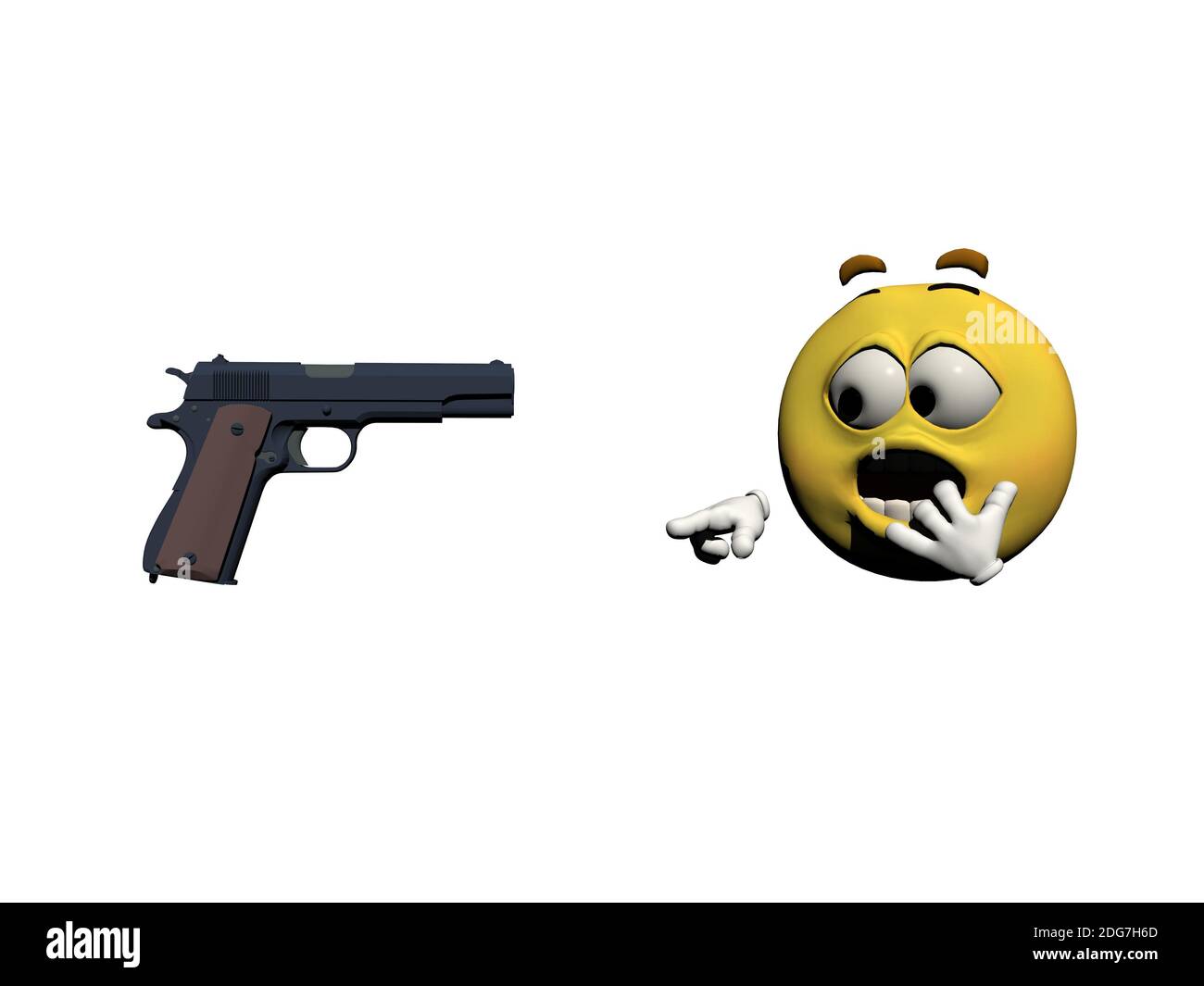Emoticon fear yellow - 3d render Stock Photo - Alamy