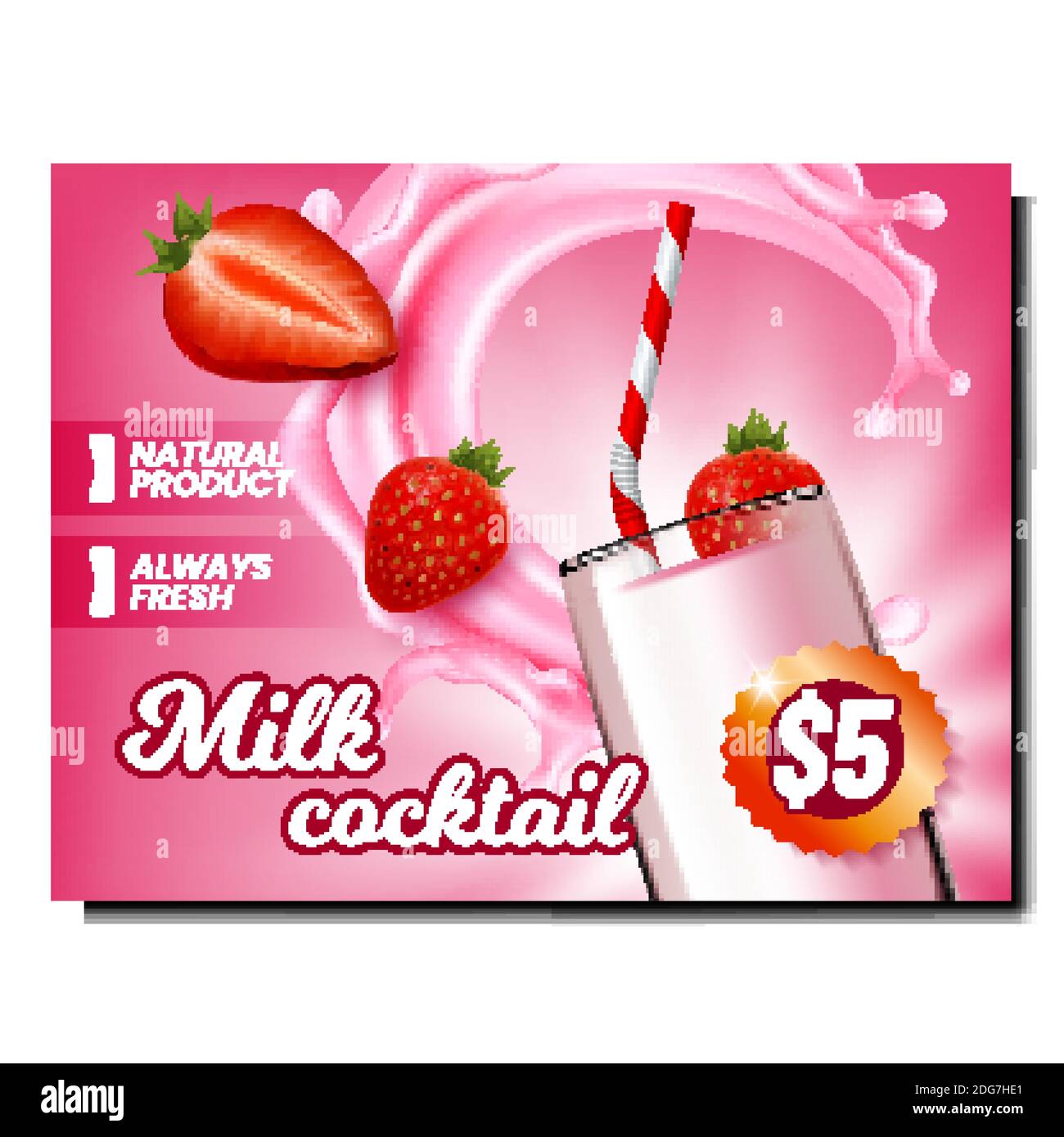 Milk Cocktail Creative Promotional Poster Vector Stock Vector Image ...
