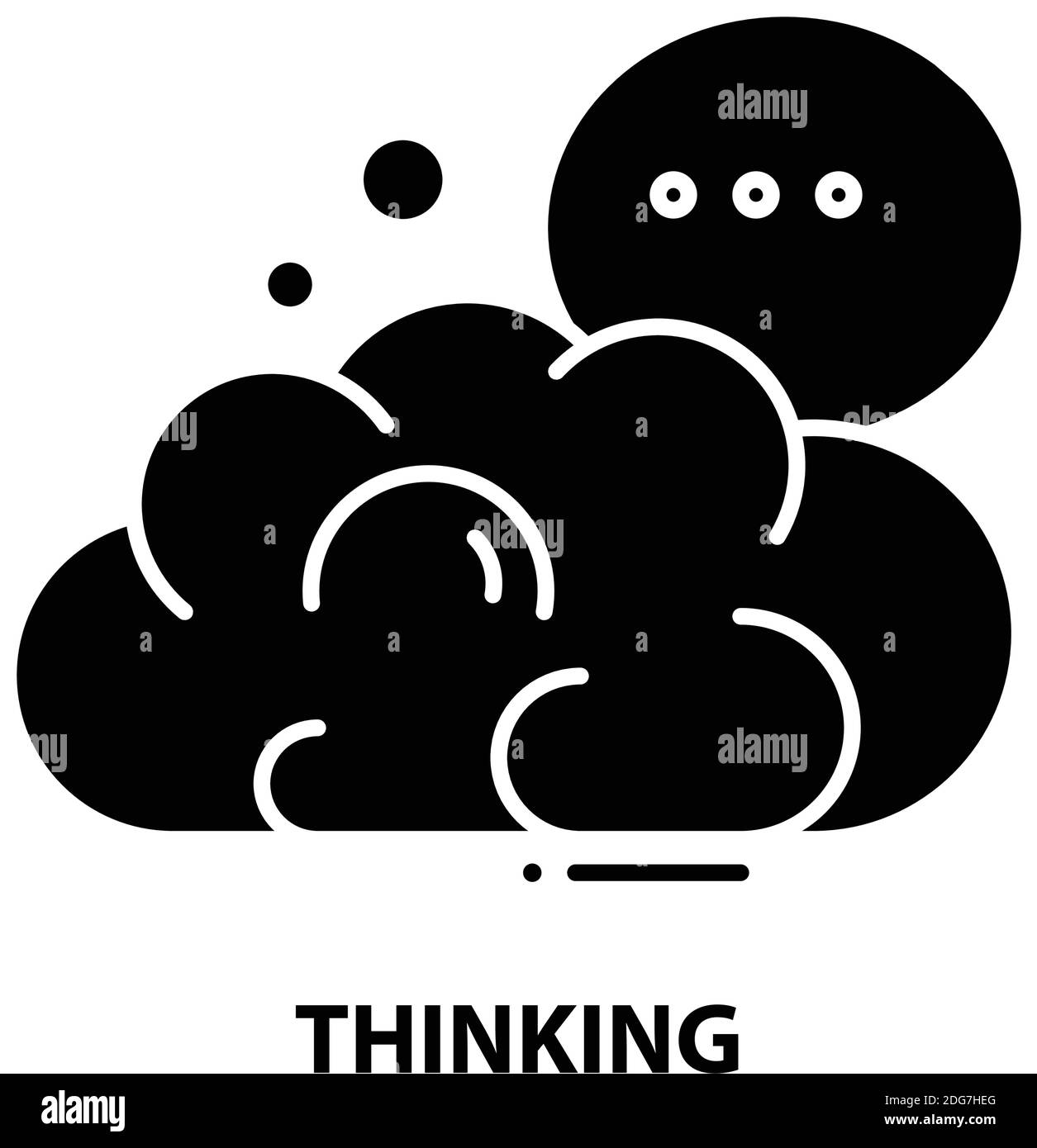 thinking sign icon, black vector sign with editable strokes, concept ...