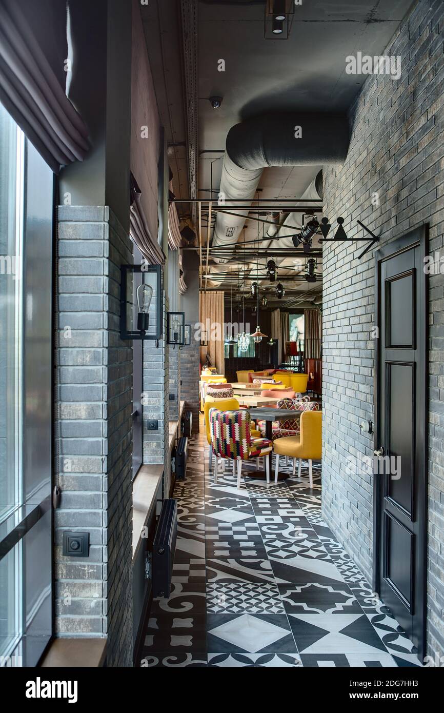 Restaurant in a loft style Stock Photo - Alamy