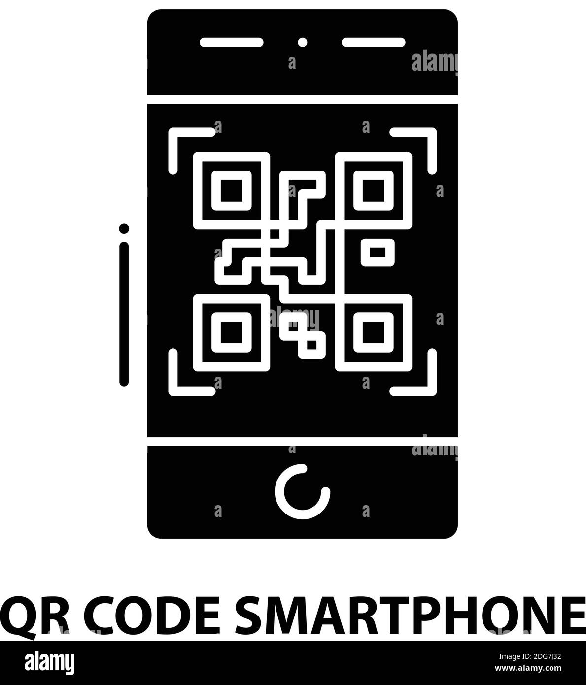 qr code smartphone icon, black vector sign with editable strokes ...
