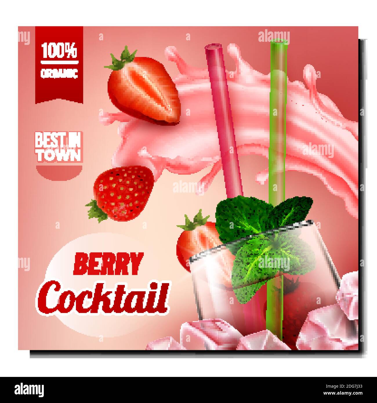 Berry Cocktail Creative Promotional Banner Vector Stock Vector Image ...