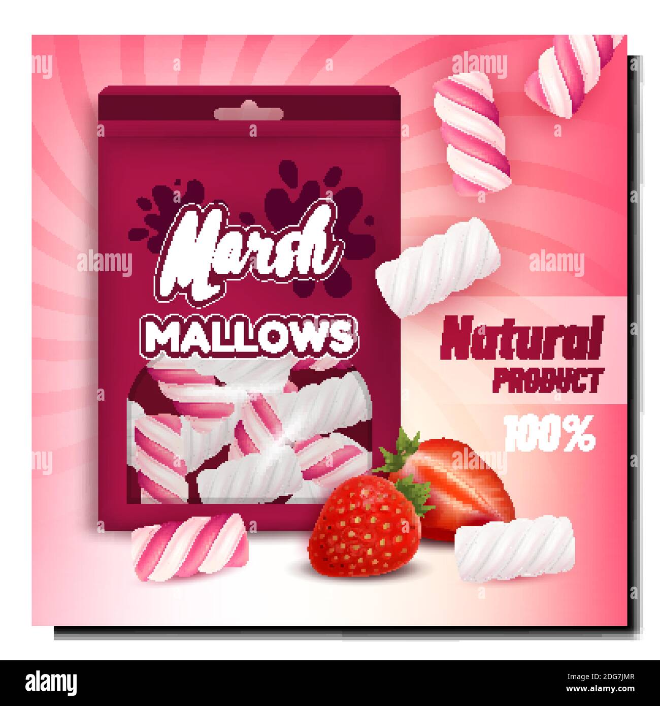 Marshmallows Creative Promotional Poster Vector Stock Vector Image ...