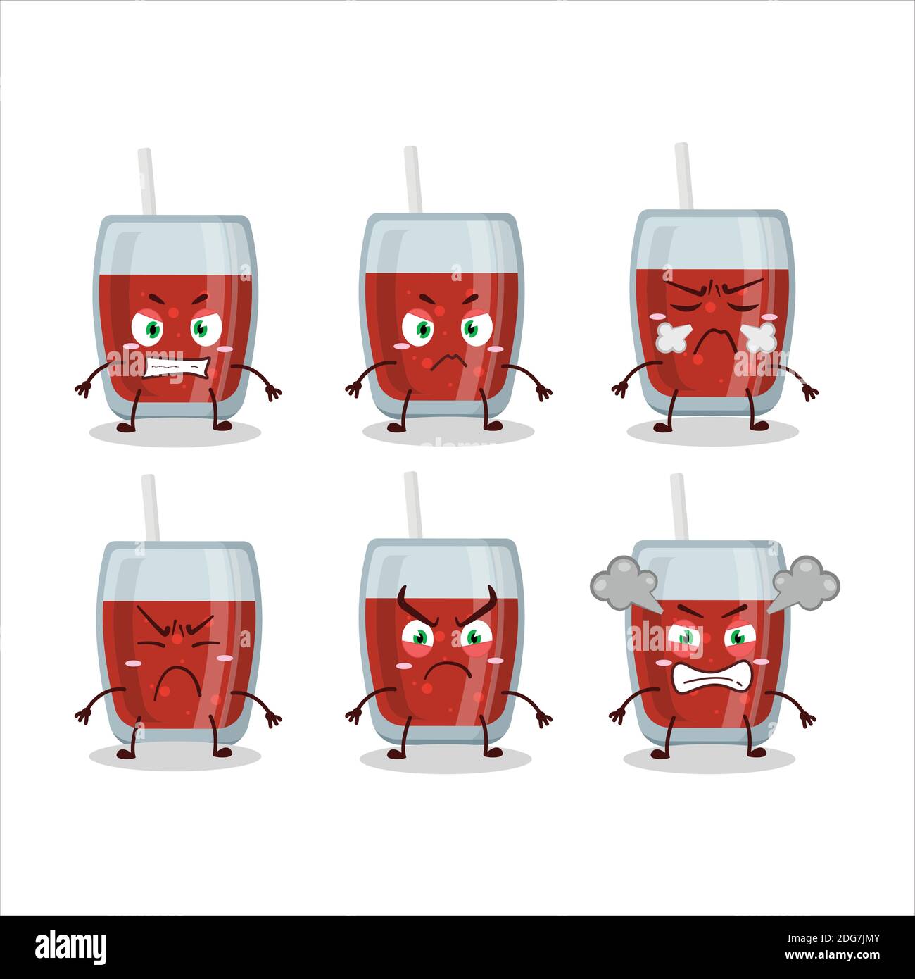 Apple juice cartoon character with various angry expressions. Vector ...