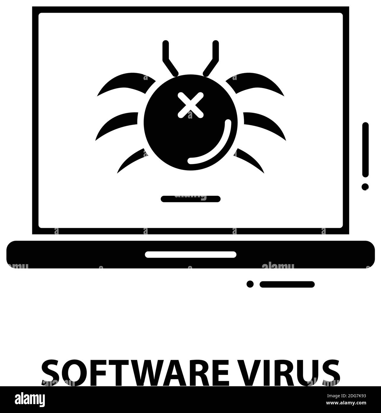 software virus icon, black vector sign with editable strokes, concept ...