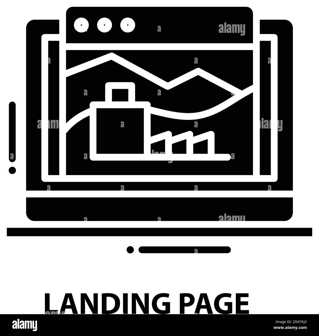 landing page icon, black vector sign with editable strokes, concept ...