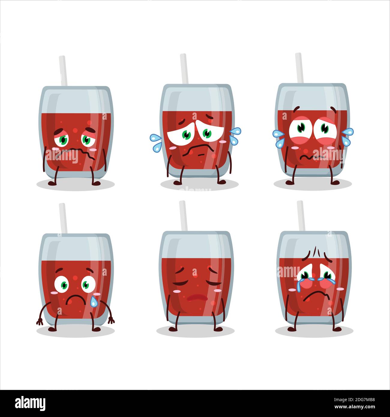 Apple juice cartoon character with sad expression. Vector illustration ...