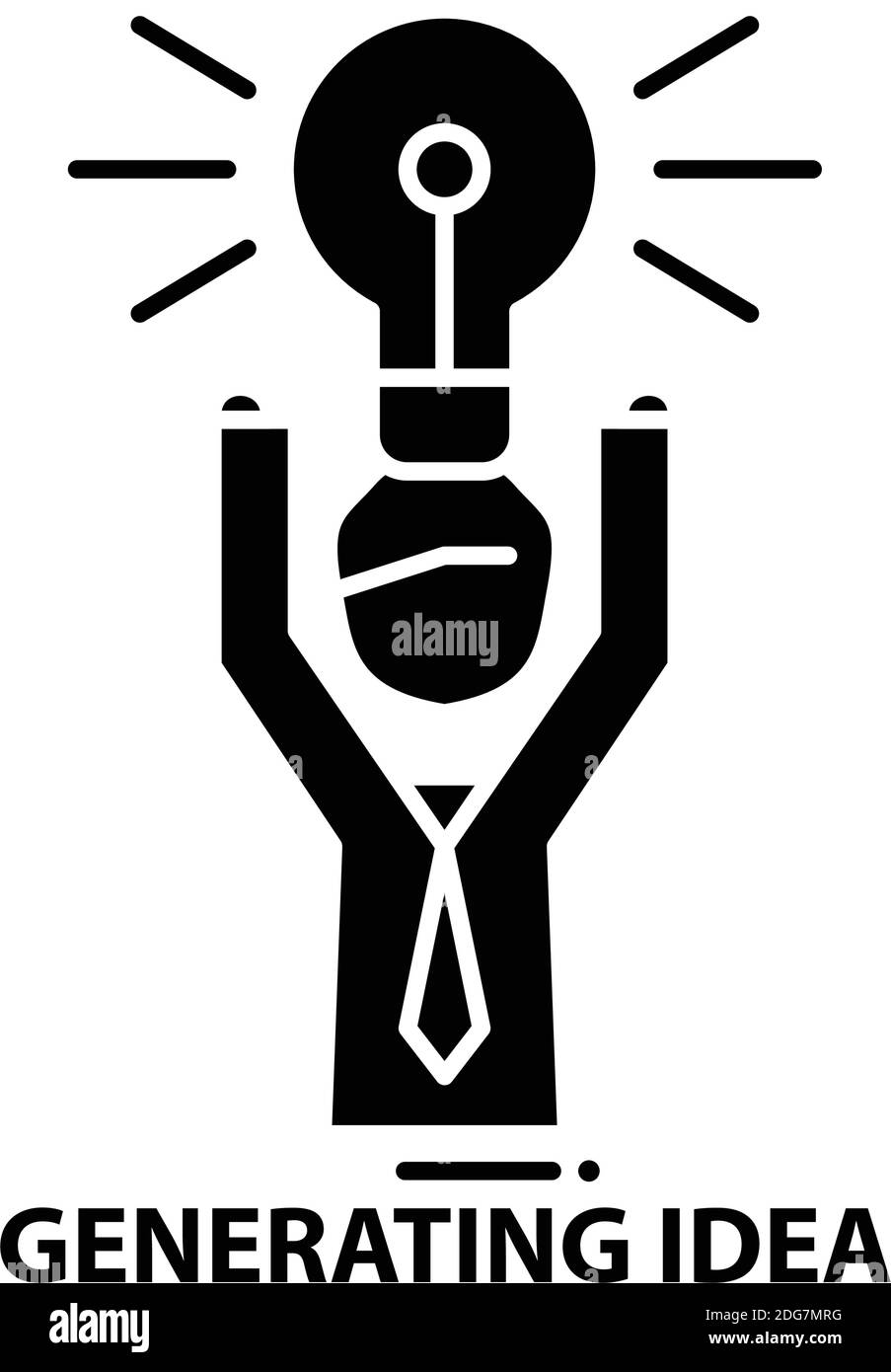 generating idea icon, black vector sign with editable strokes, concept ...