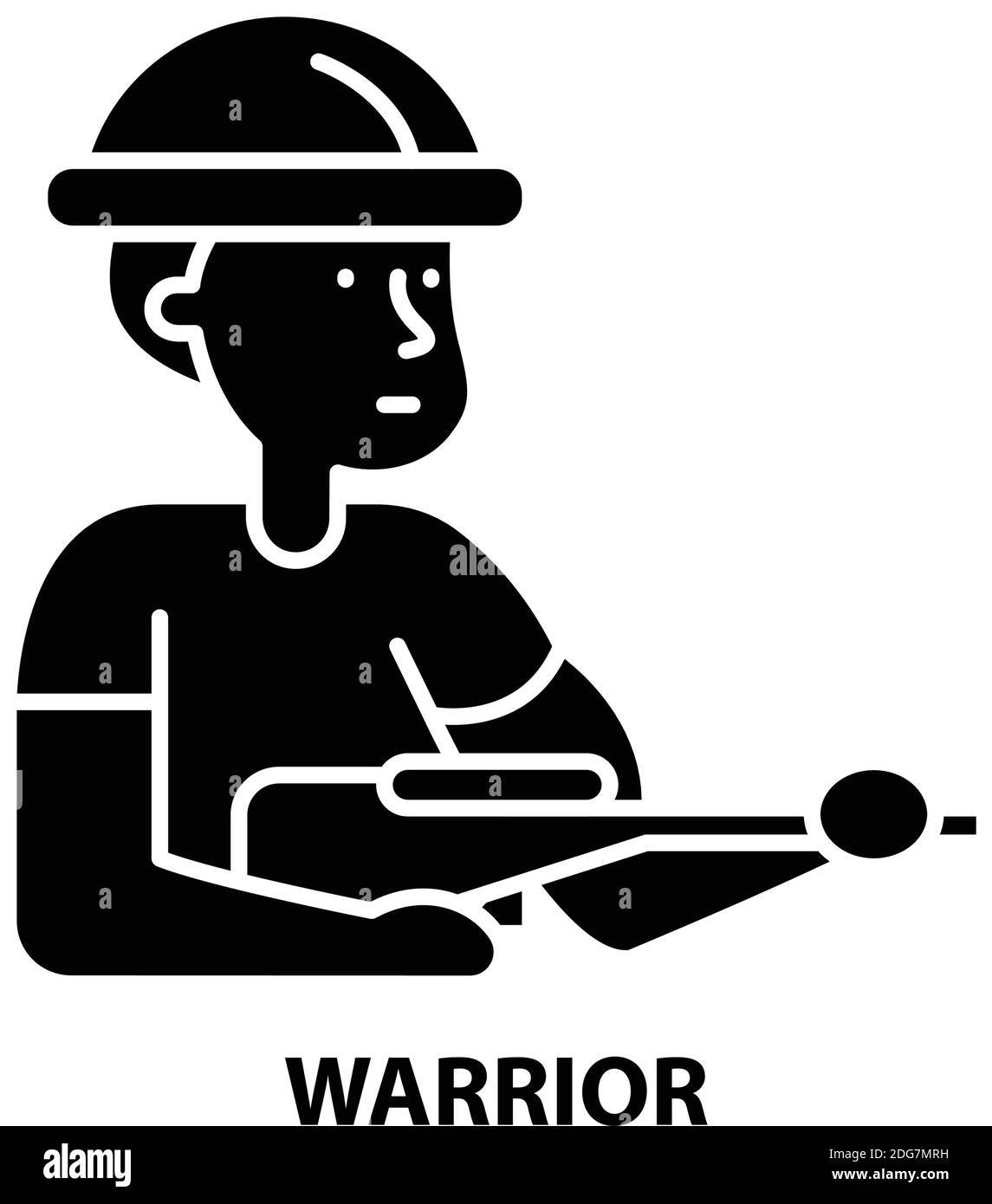 warrior icon, black vector sign with editable strokes, concept ...