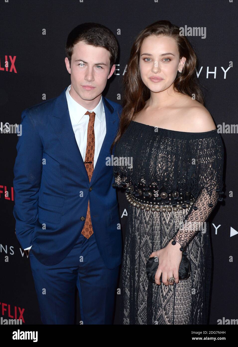 Dylan Minnette and Katherine Langford attend the premiere of Netflixs 13 Reasons Why at ...