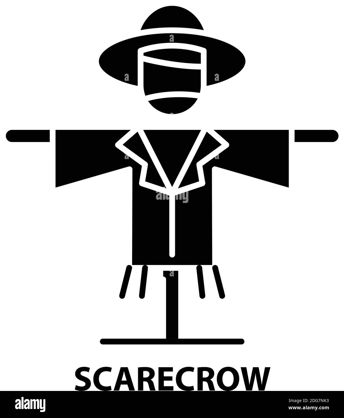 scarecrow icon, black vector sign with editable strokes, concept ...