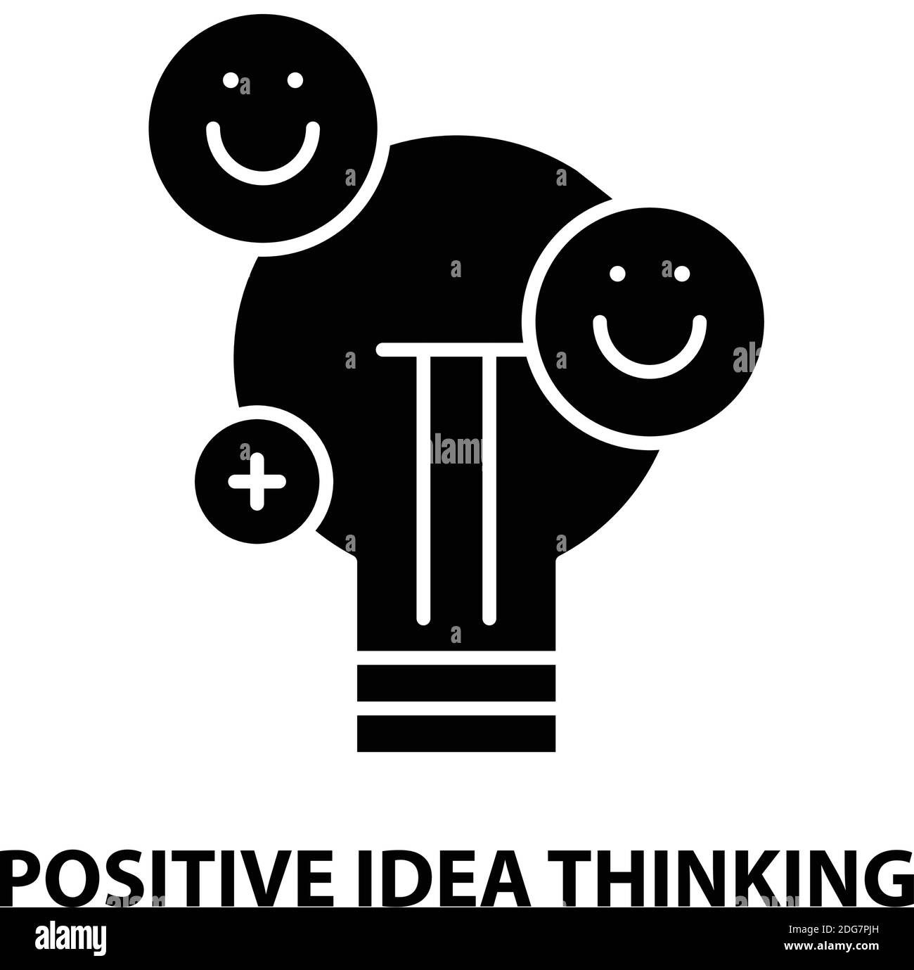 positive idea thinking icon, black vector sign with editable strokes ...