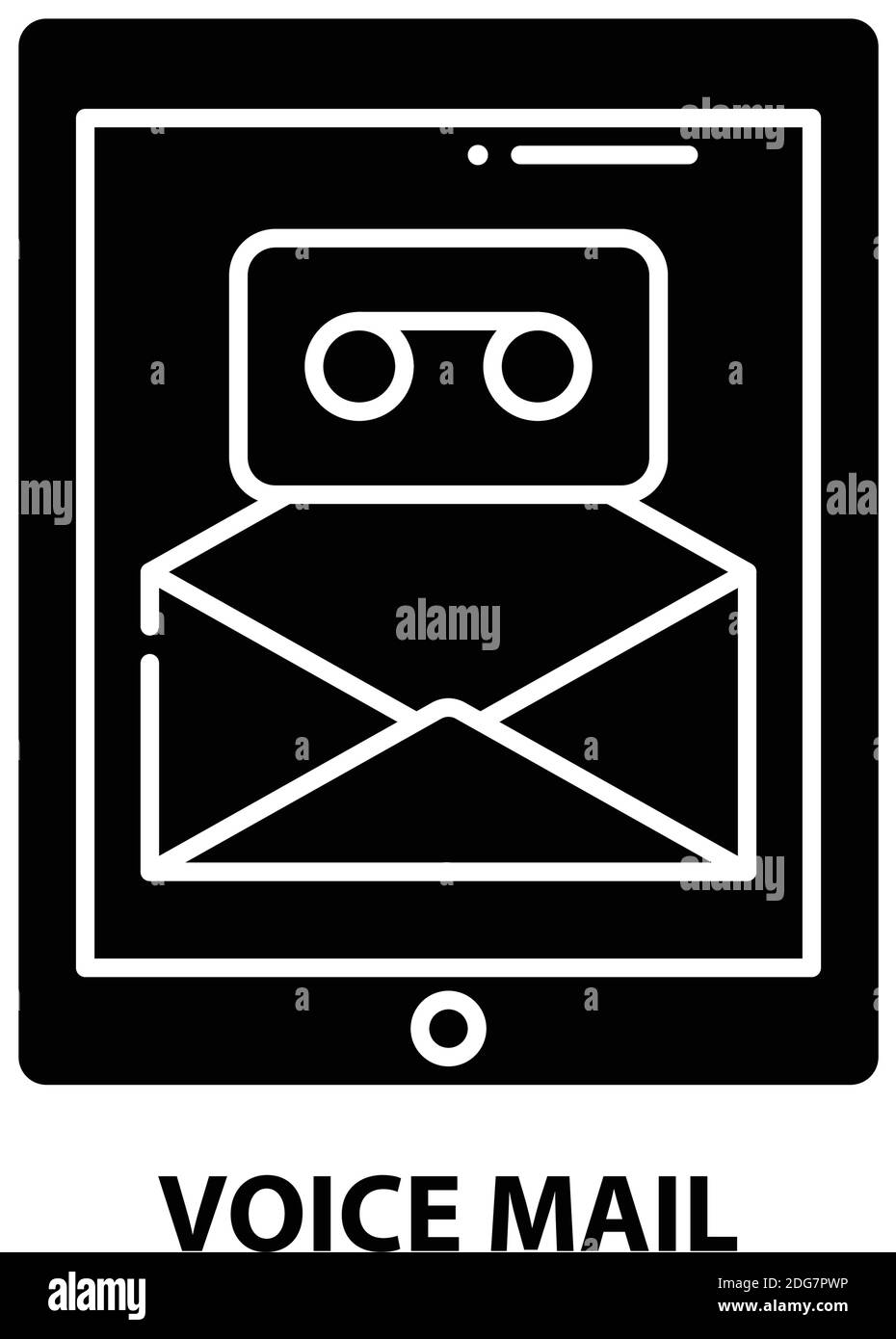 voice mail icon, black vector sign with editable strokes, concept ...