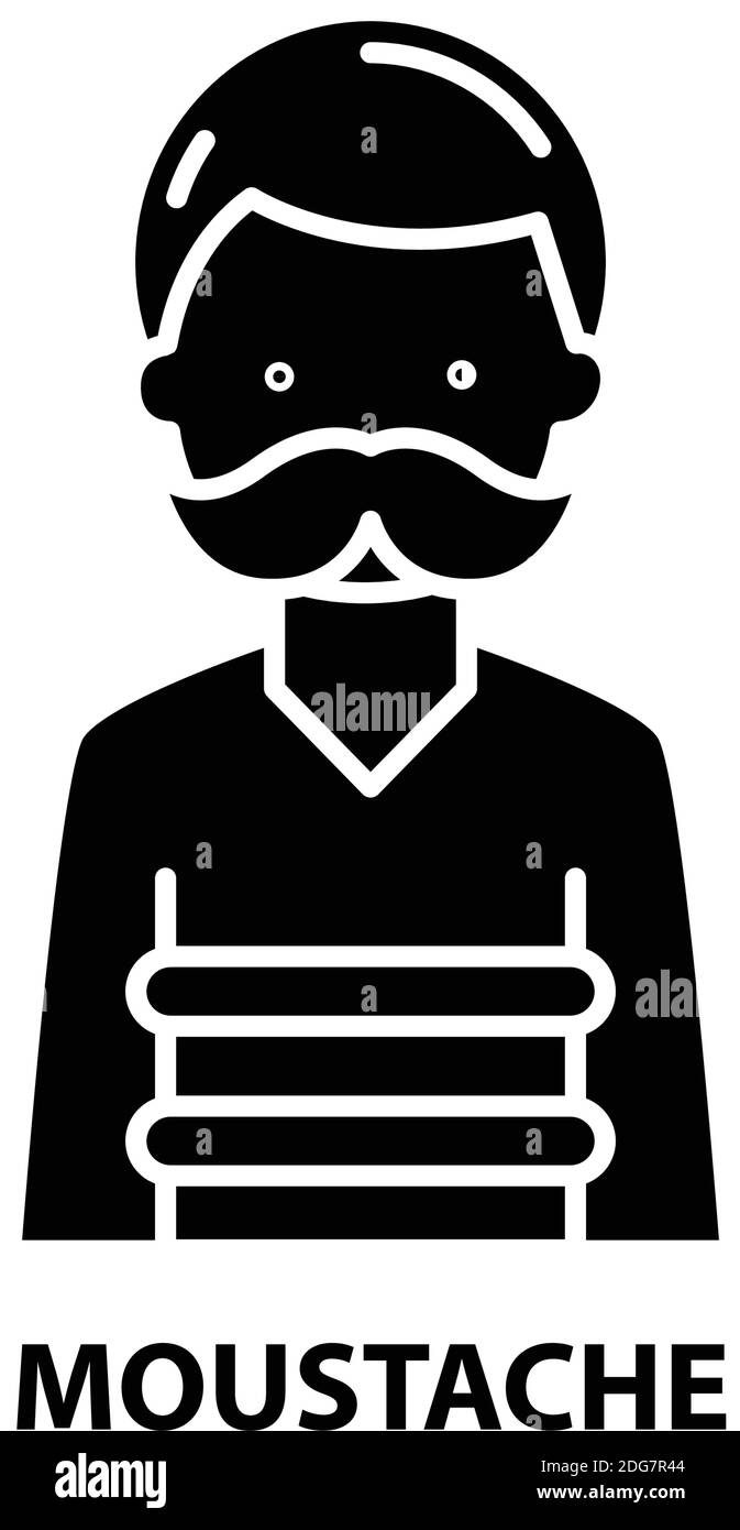 moustache icon, black vector sign with editable strokes, concept ...