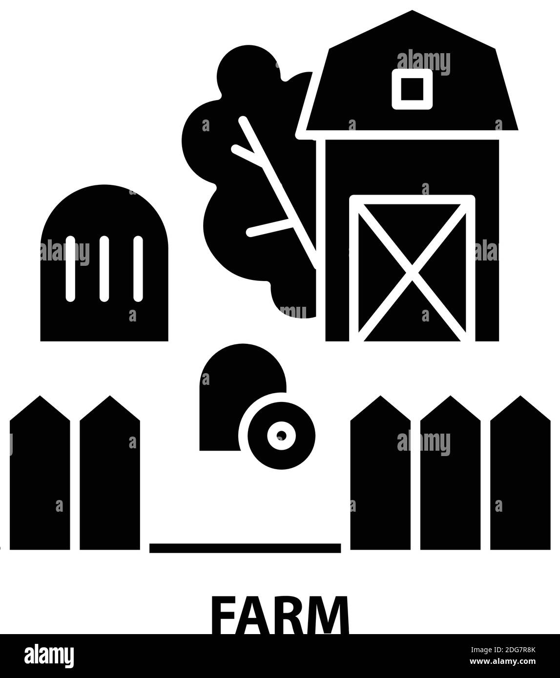 farm icon, black vector sign with editable strokes, concept ...