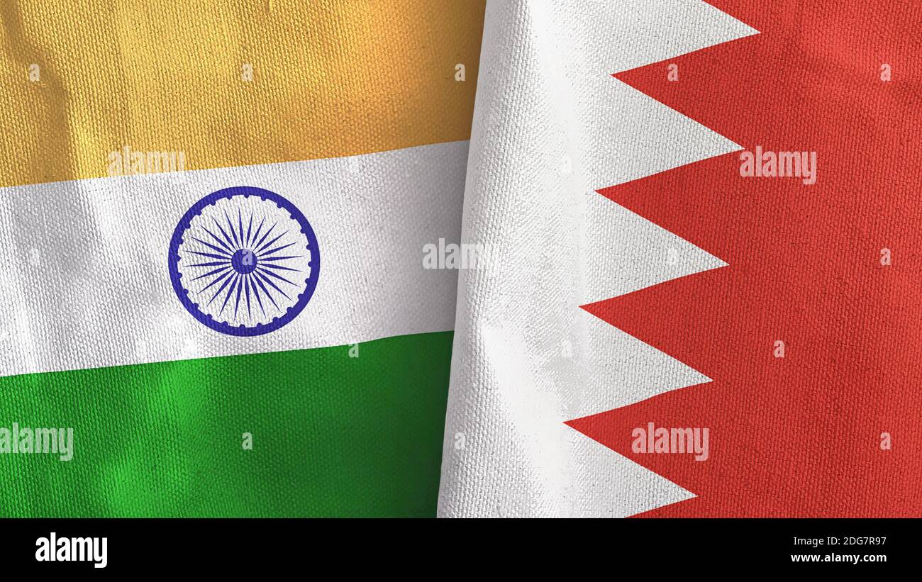 Bahrain and India two flags textile cloth 3D rendering Stock Photo - Alamy