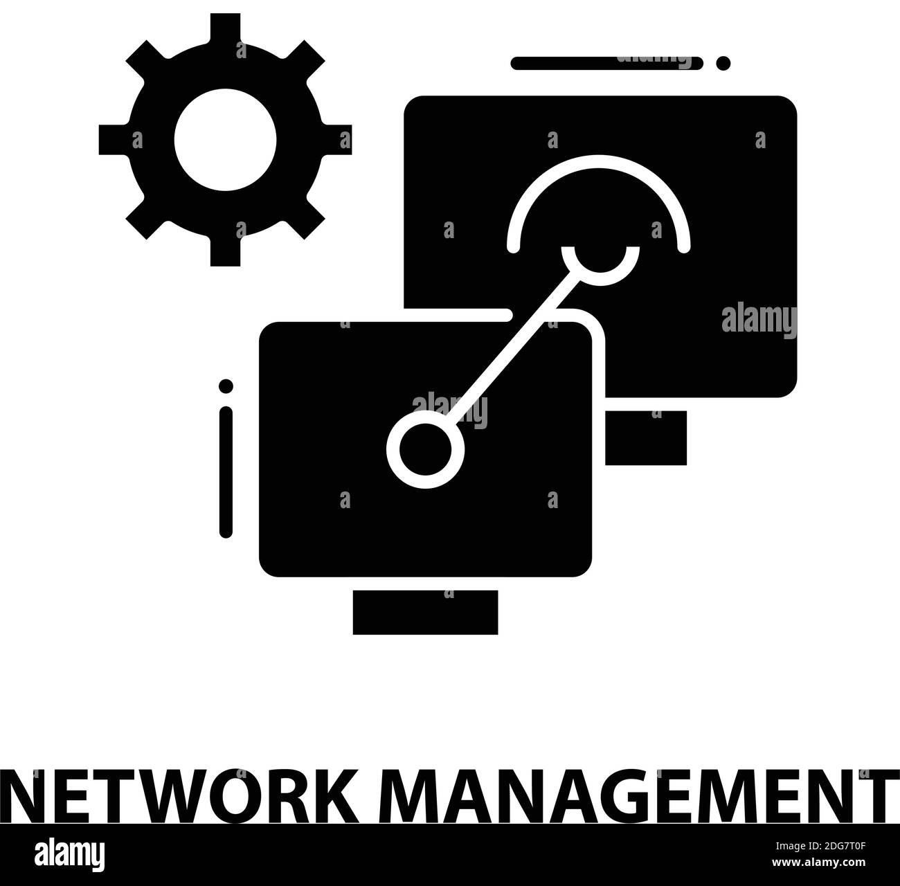 network management icon, black vector sign with editable strokes ...