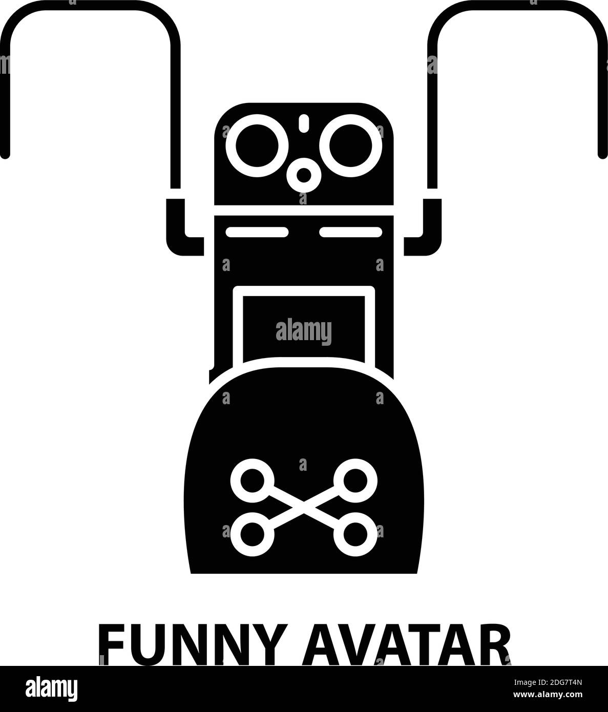 funny avatar icon, black vector sign with editable strokes, concept ...