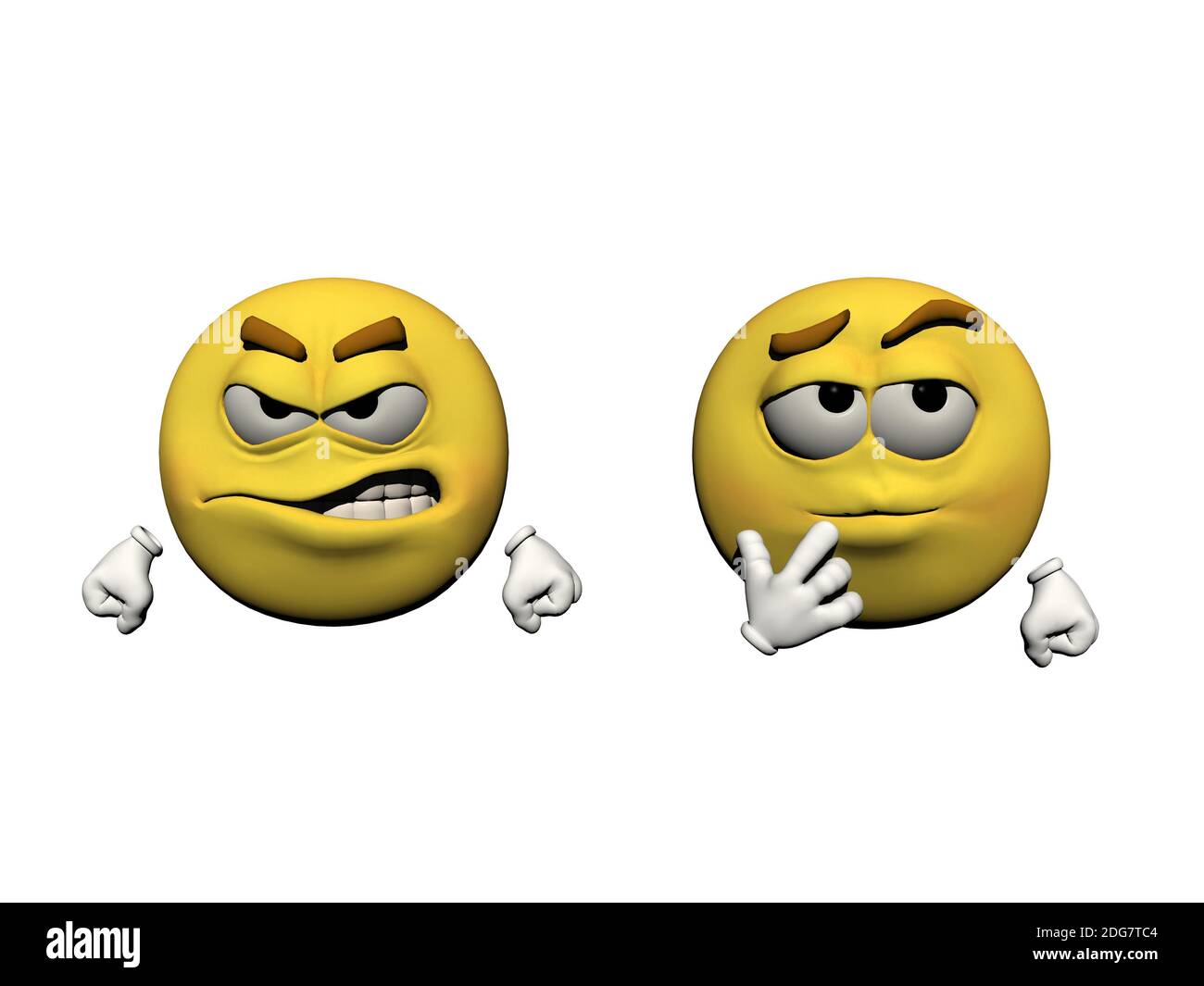 Emoticon angry and that questions - 3d render Stock Photo - Alamy
