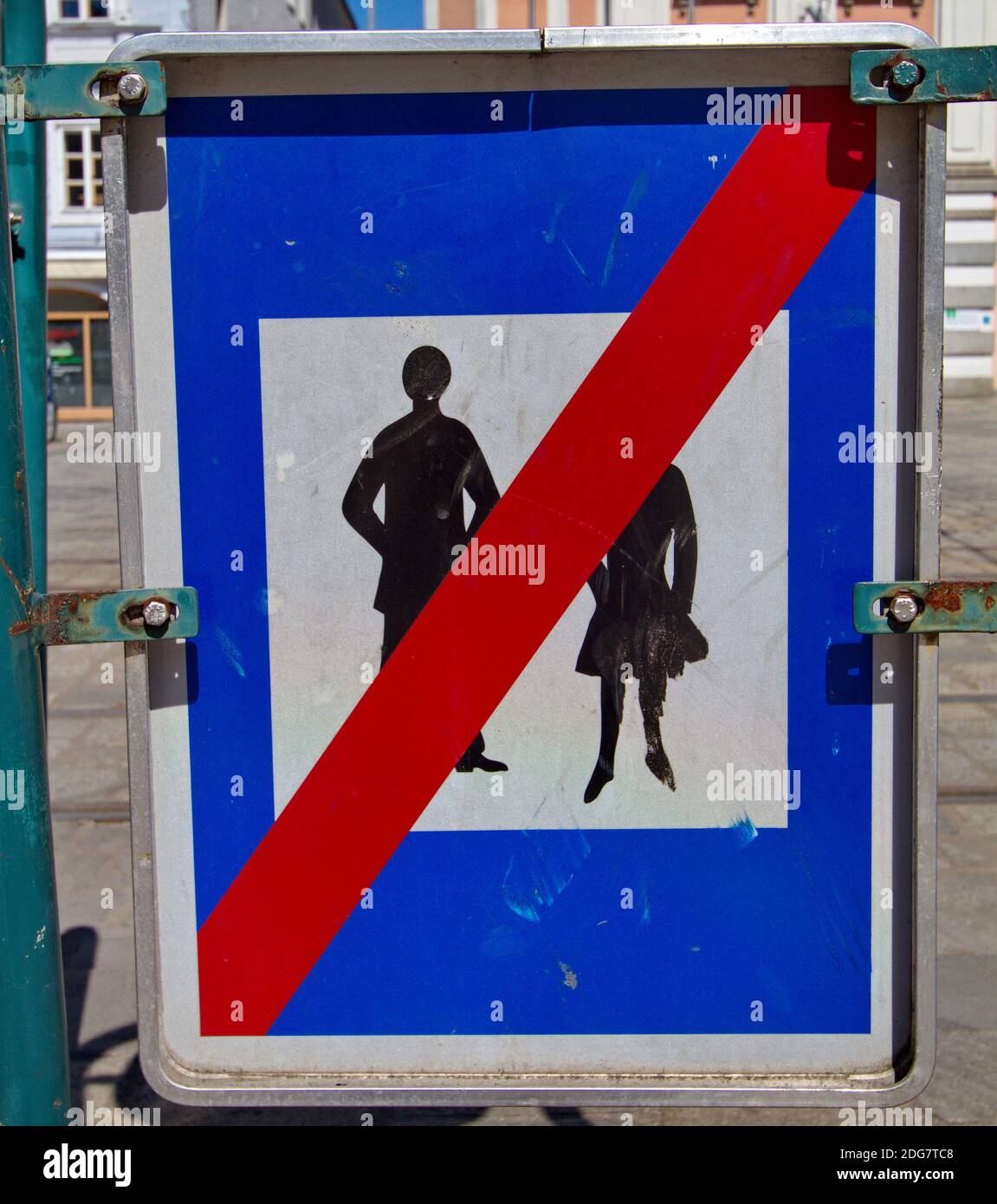 Blue and white road sign Stock Photo - Alamy