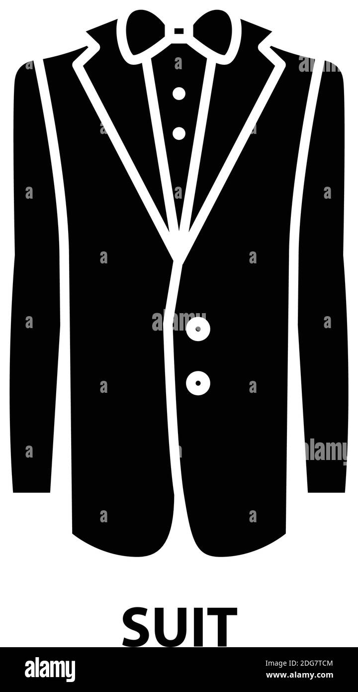 suit icon, black vector sign with editable strokes, concept ...