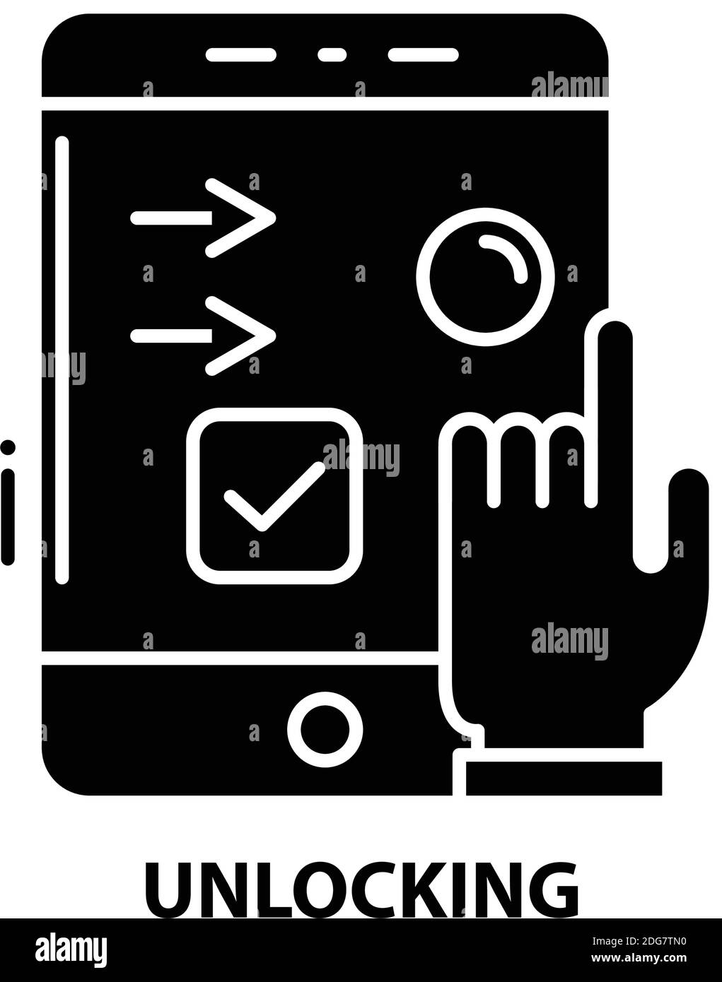unlocking icon, black vector sign with editable strokes, concept ...
