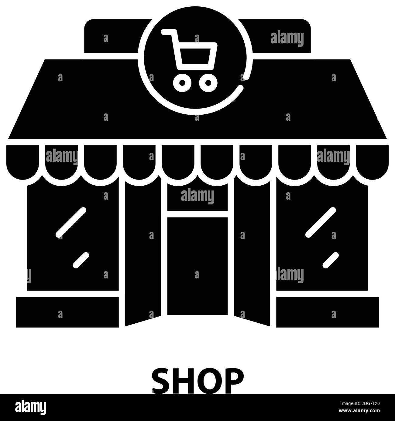 shop icon, black vector sign with editable strokes, concept ...