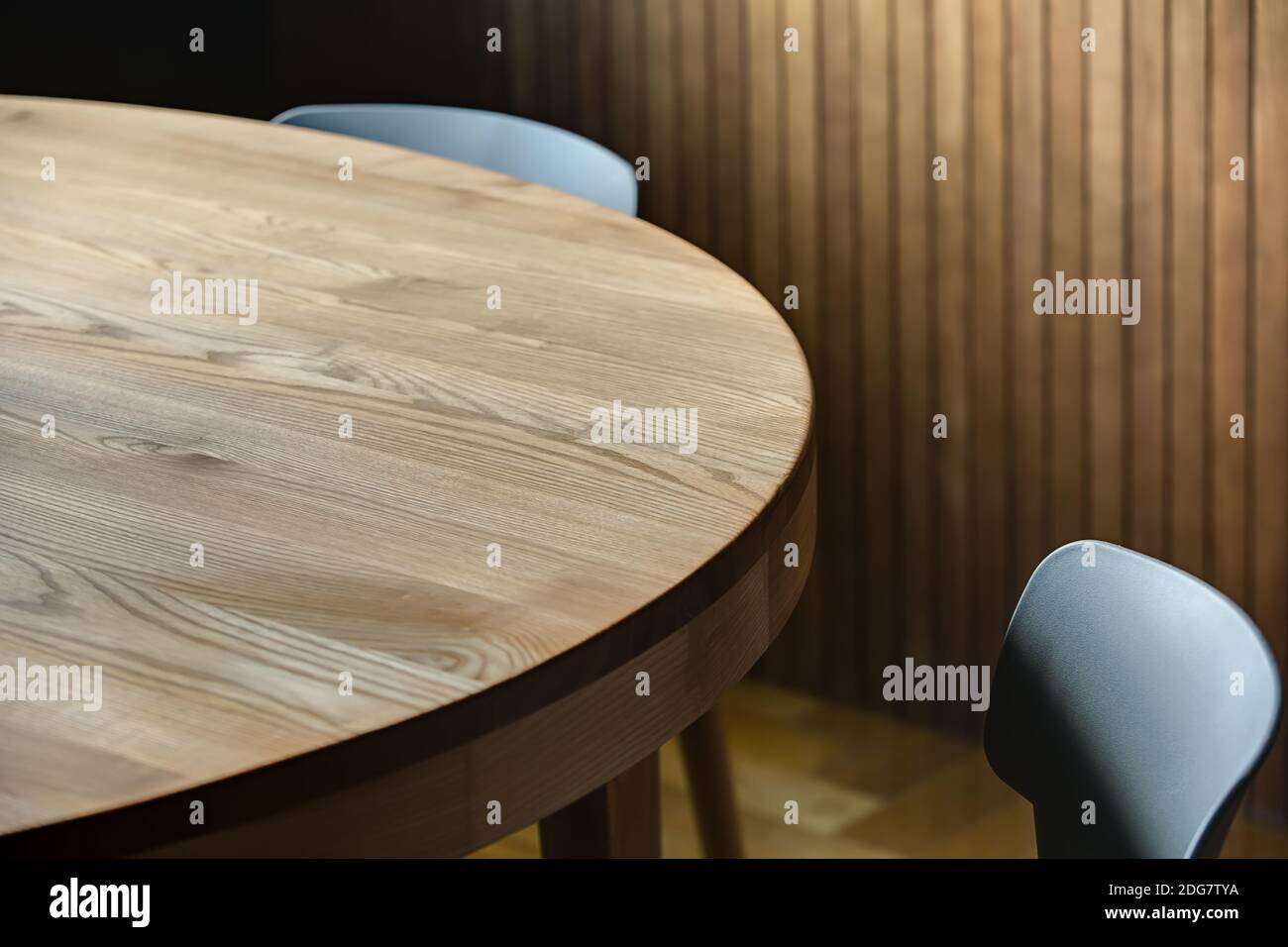 Wooden table with chairs Stock Photo - Alamy
