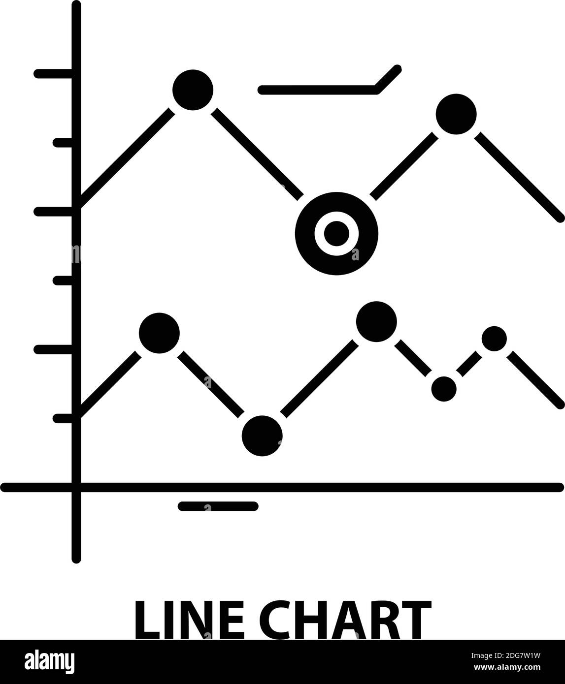 Line Chart Icon Black Vector Sign With Editable Strokes Concept Illustration Stock Vector