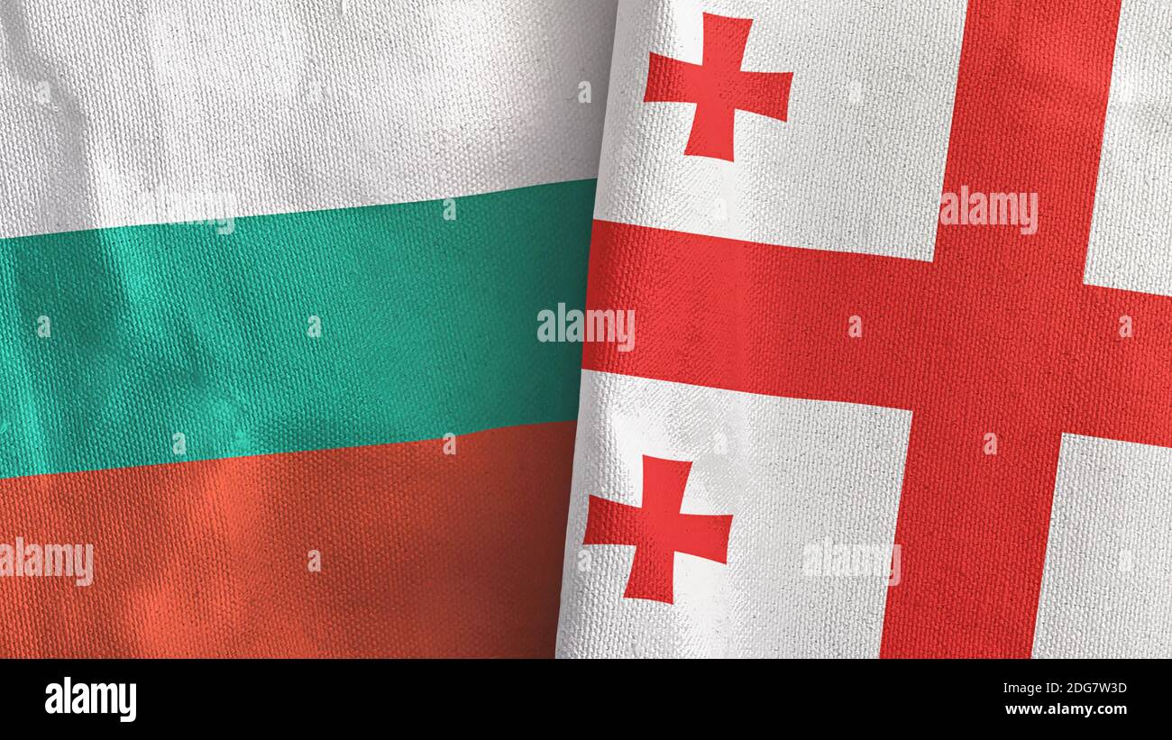 Georgia and Bulgaria two flags textile cloth 3D rendering Stock Photo ...