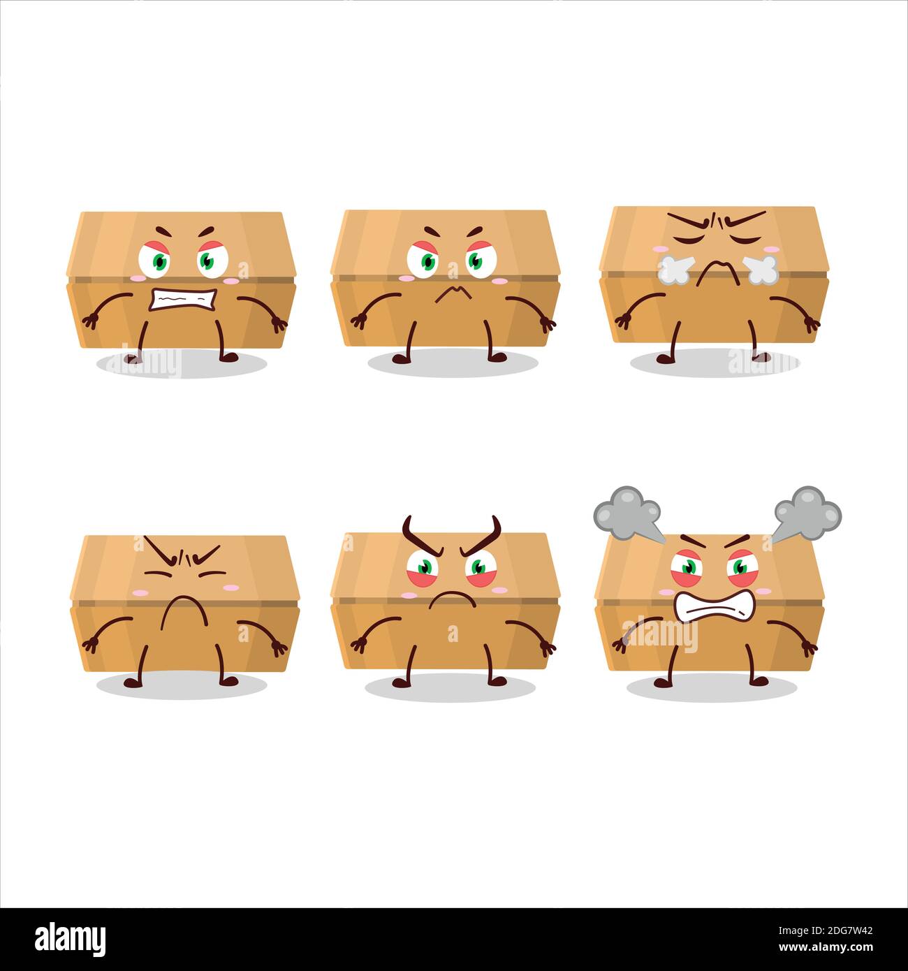 Food pack cartoon character with various angry expressions. Vector ...