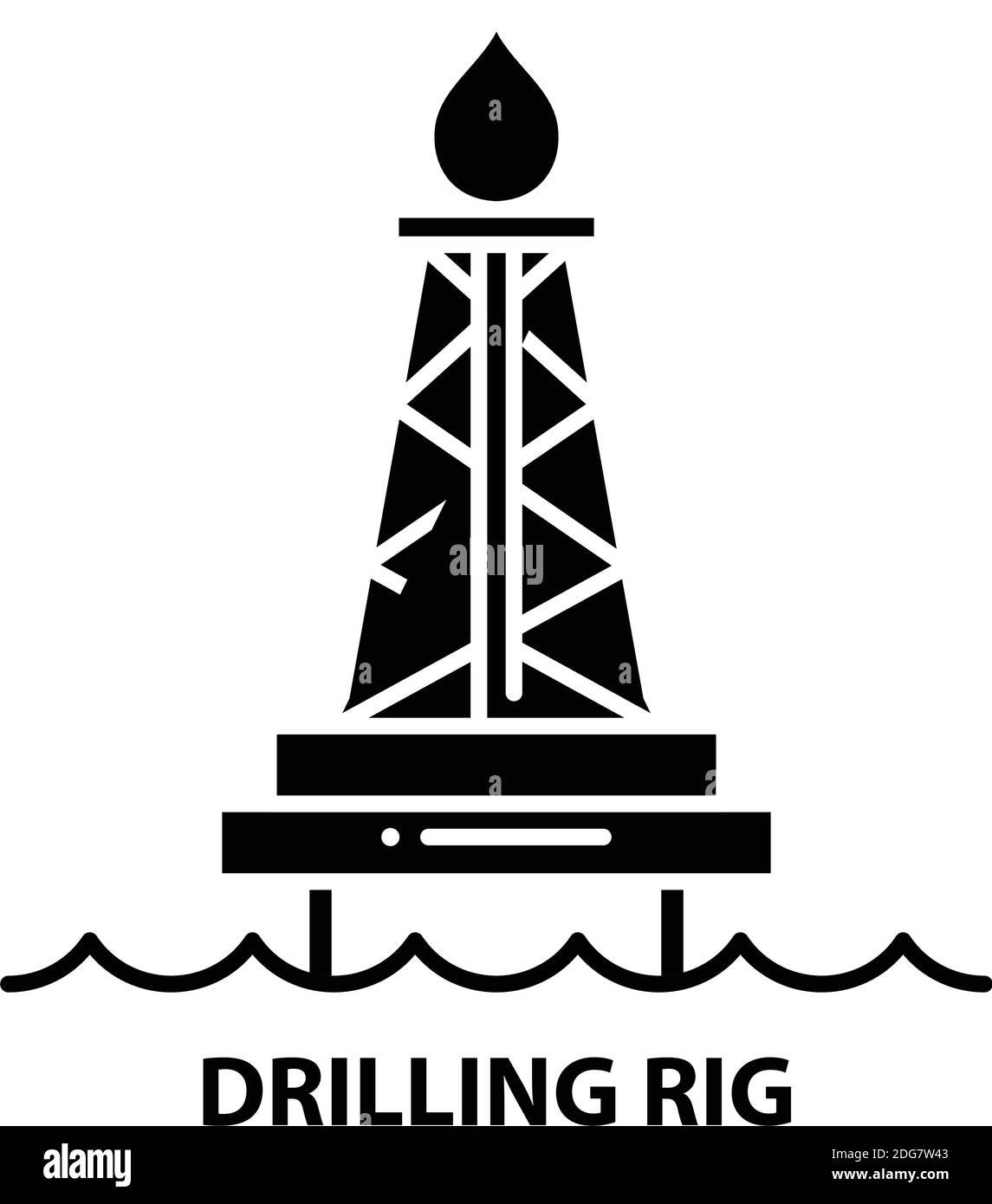 drilling rig icon, black vector sign with editable strokes, concept ...