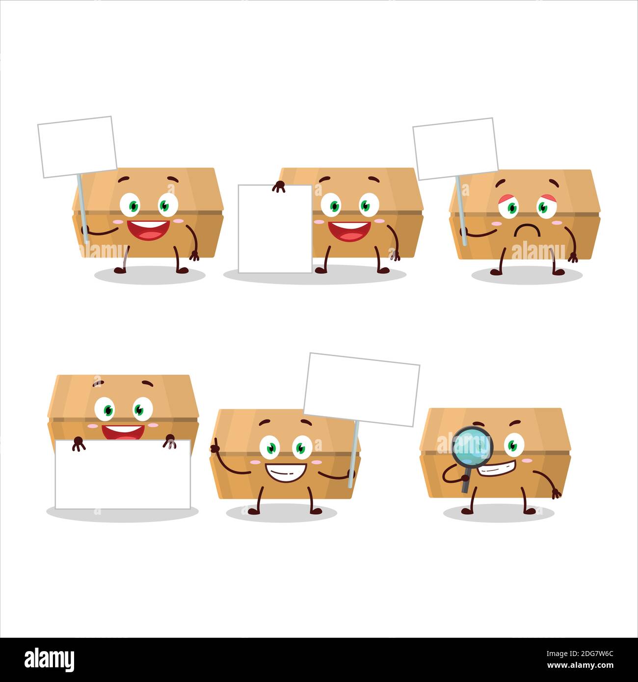 Food pack cartoon character bring information board. Vector ...