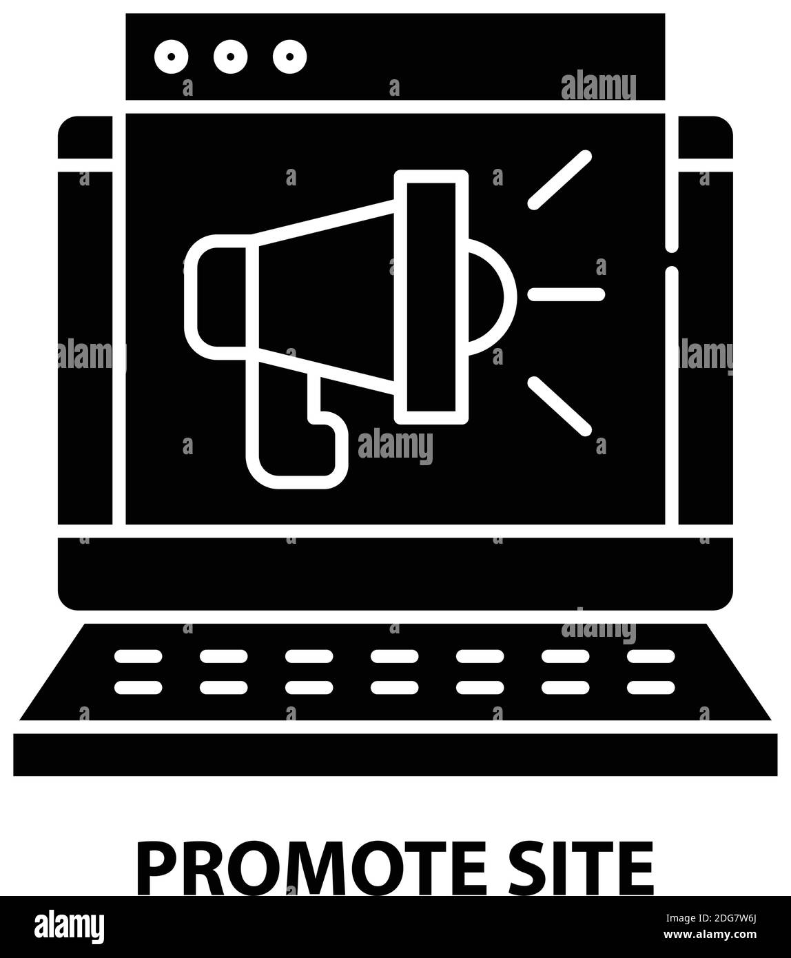 promote site icon, black vector sign with editable strokes, concept ...