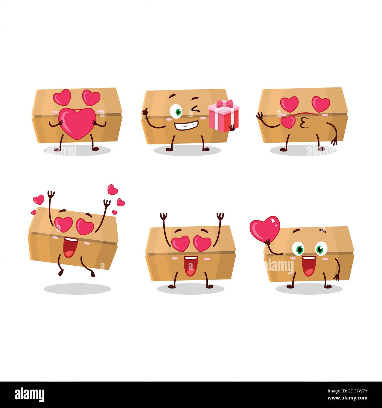 Food pack cartoon character with love cute emoticon. Vector ...