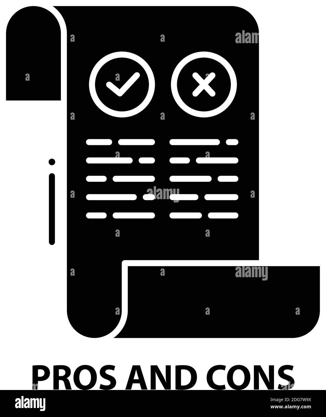 pros and cons icon, black vector sign with editable strokes, concept ...