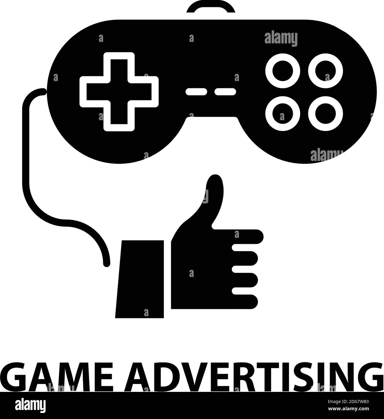 game advertising icon, black vector sign with editable strokes, concept ...