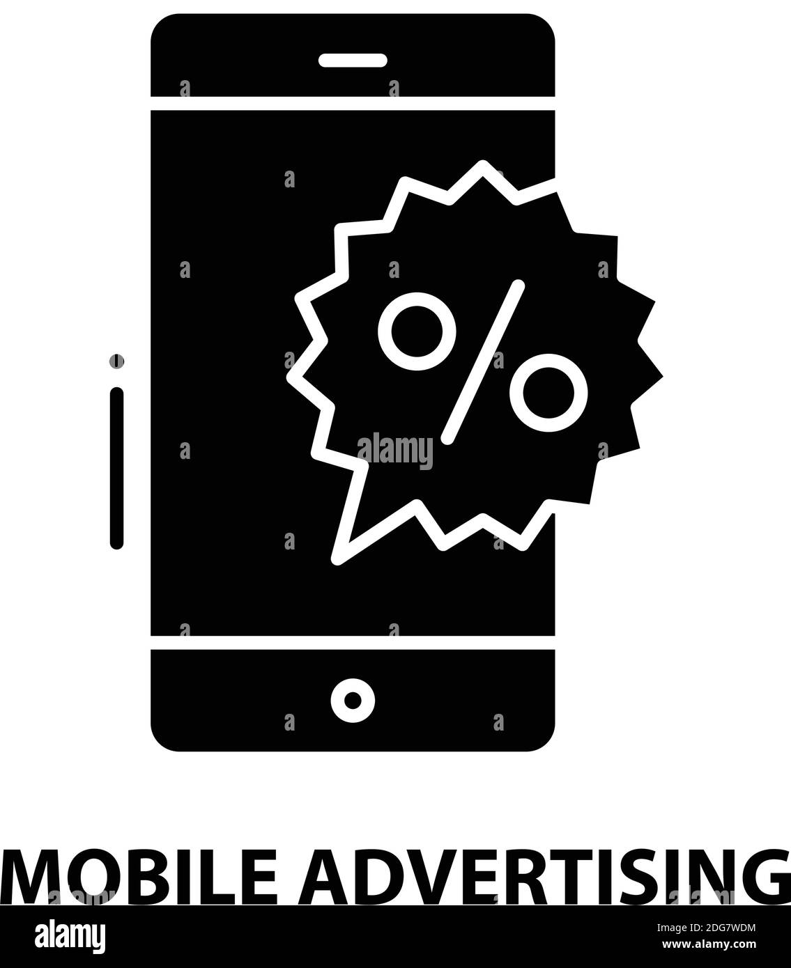mobile advertising icon, black vector sign with editable strokes ...