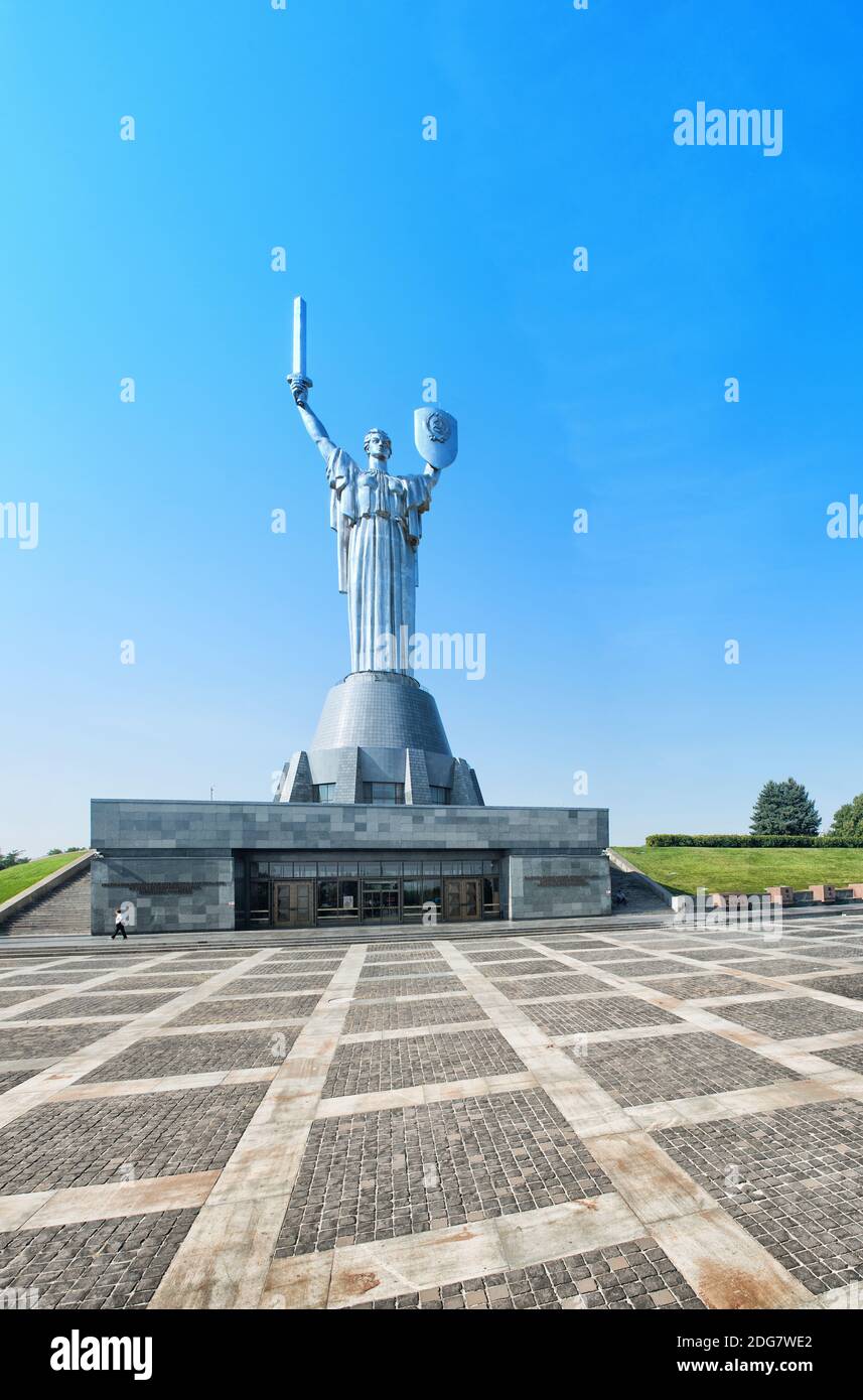 Mother of the Fatherland monument in Kiev, Ukraine. The sculpture is a ...