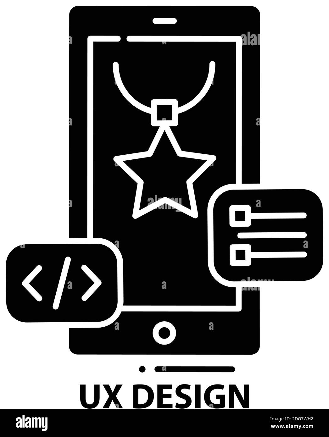 ux design icon, black vector sign with editable strokes, concept ...