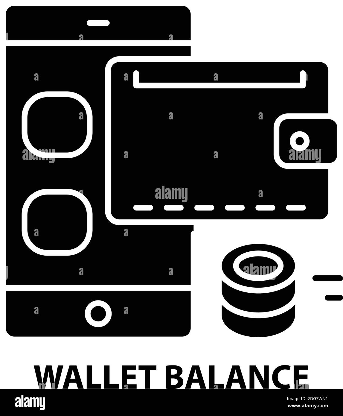 wallet balance icon, black vector sign with editable strokes, concept ...