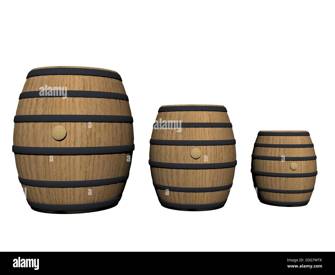 Three wine barrels - 3d render Stock Photo - Alamy