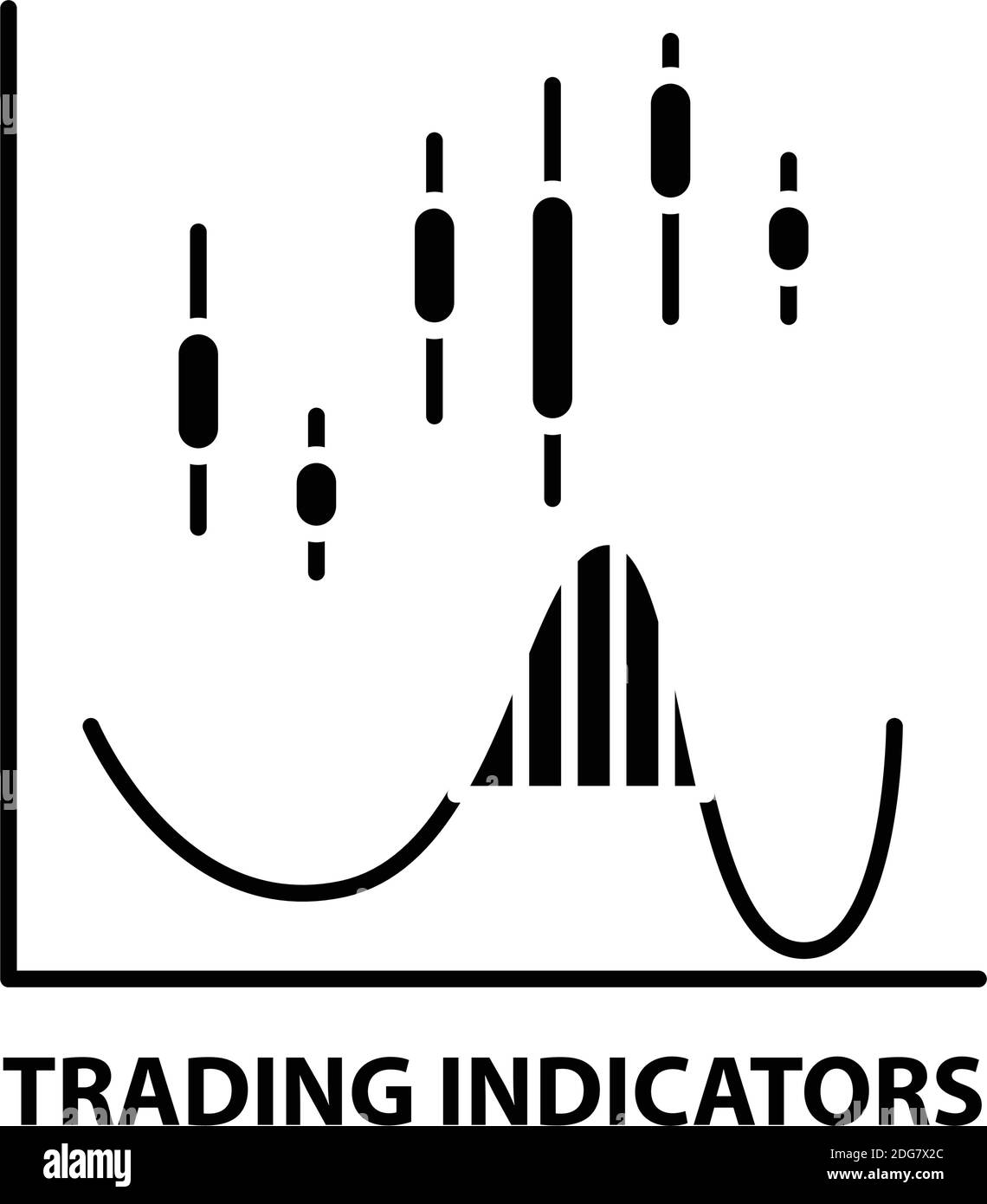 trading indicators icon, black vector sign with editable strokes ...