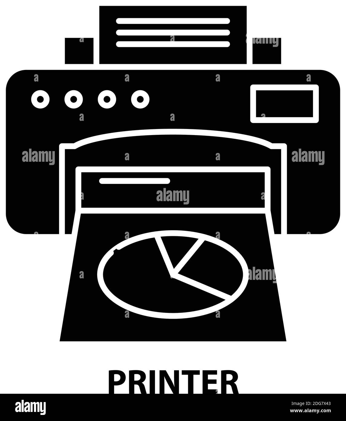 printer icon, black vector sign with editable strokes, concept ...