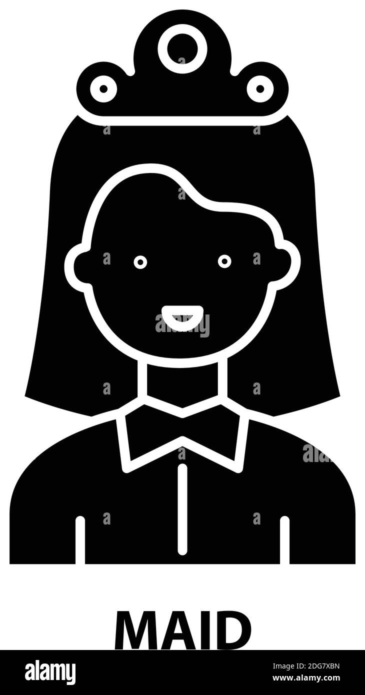 maid icon, black vector sign with editable strokes, concept ...
